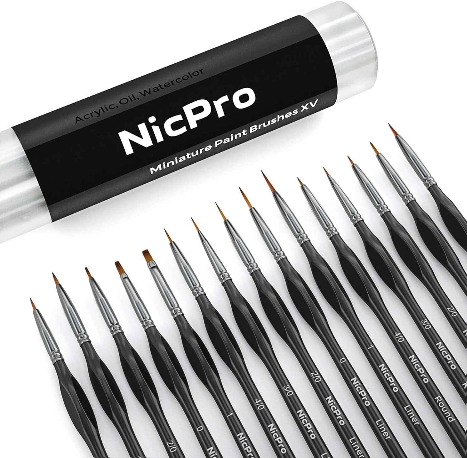 Nicpro Micro Detail Paint Brush Set,15 PCS Black Small Professional ...