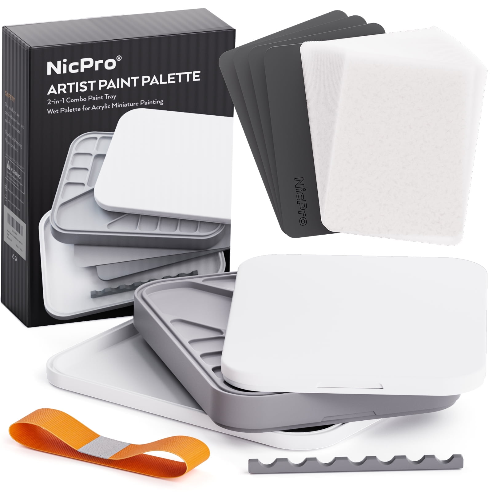 Nicpro Stay Wet Palette for Painting Miniature, Acrylic Paint Palette ...