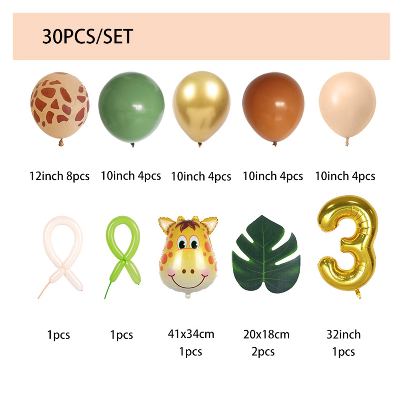 Nicro Jungle Animal Theme Giraffe Head Foil Balloons Set Globos 10inch ...