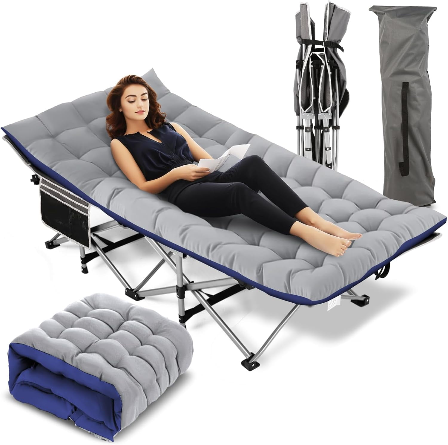 Nictemaw Folding Camping Cot, 900 LBS Heavy Duty Sleeping Cot Portable ...