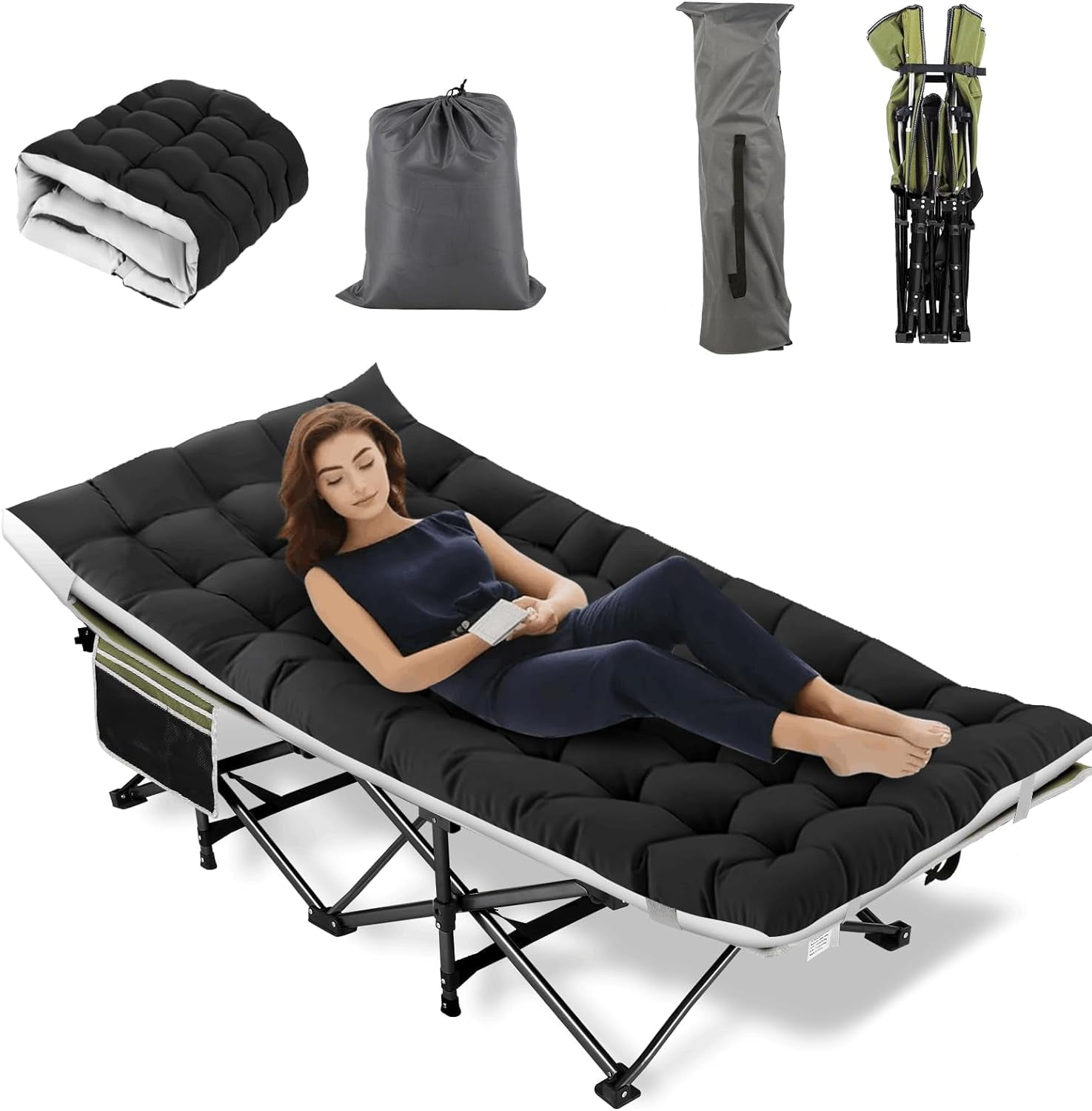 Nictemaw Folding Camping Cot, 900 LBS Heavy Duty Sleeping Cot Portable ...