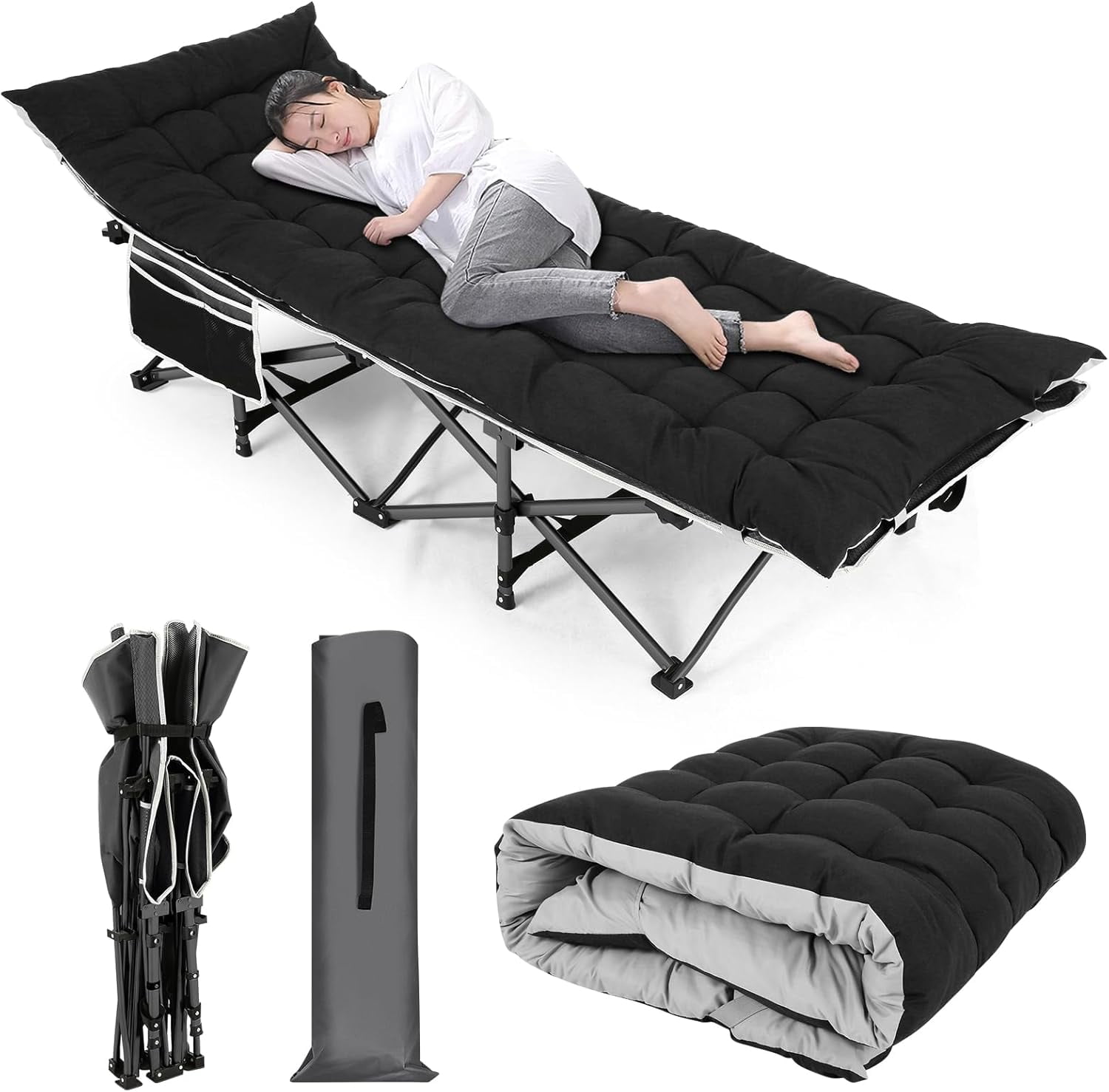 Adults Folding Sleeping Cot Guest Bed Heavy Duty Portable Cots Camping ...