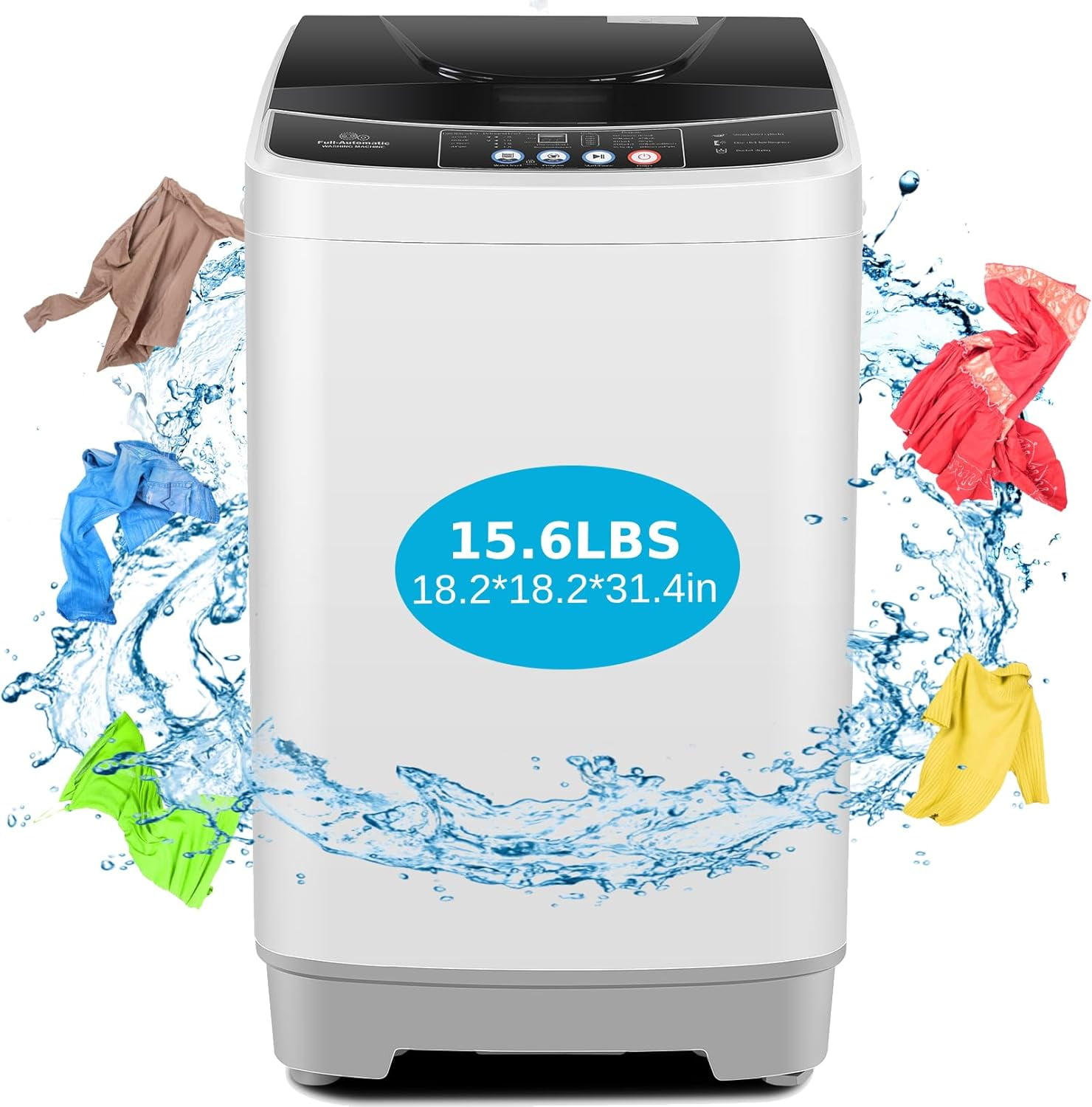 Nictemaw Portable Washing Machine 15.6Lbs Capacity Portable Washer with ...
