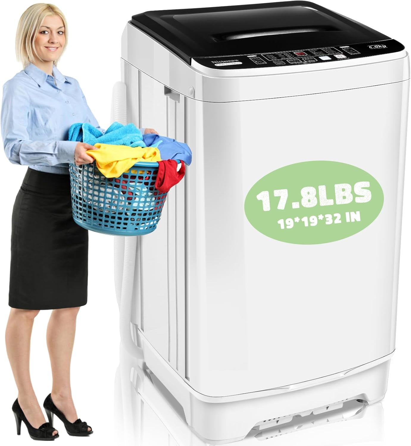 Nictemaw Portable Washing Machine, 17.8Lbs Capacity Portable Washer ...