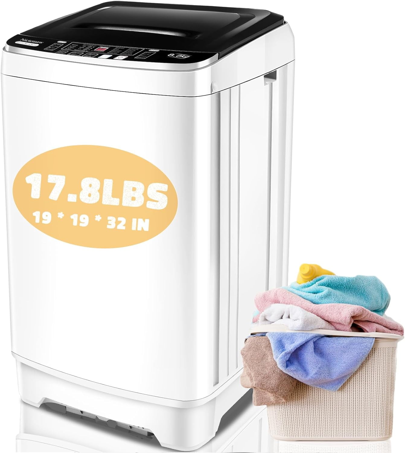 Nictemaw Portable Washing Machine, 17.8Lbs Portable Washer Machine, 2 ...