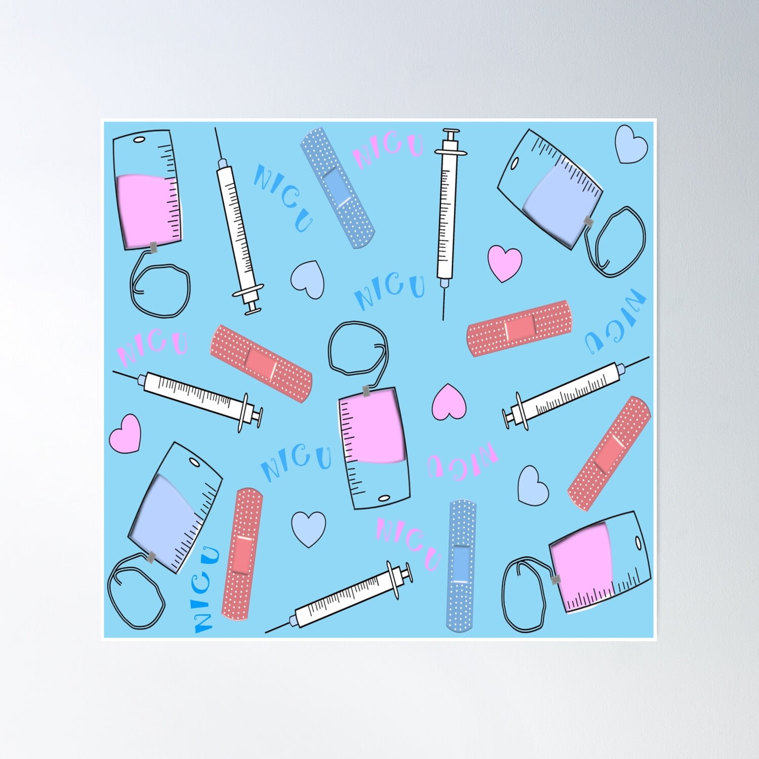 Nicu Nurse Blue Poster Wall Art, Modern Wall Decor, 30x30 UNFRAMED - Walmart.com