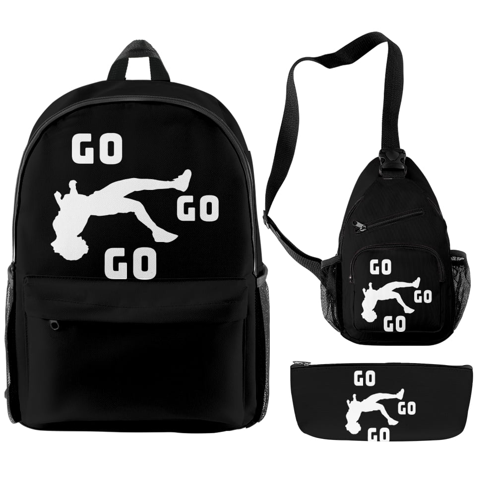 Nidal Wonder Go Go Go Backpack Three Piece Set Unisex Shoulders Bag ...