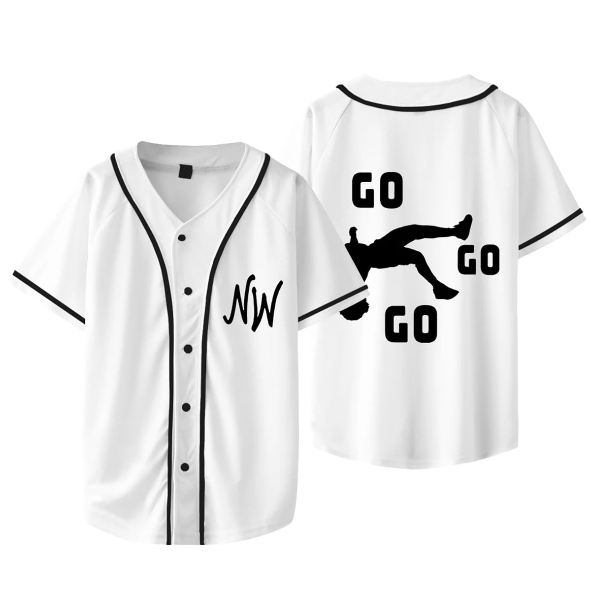 Nidal Wonder Go Go Go Baseball Short Sleeve Button Down Jersey Short ...