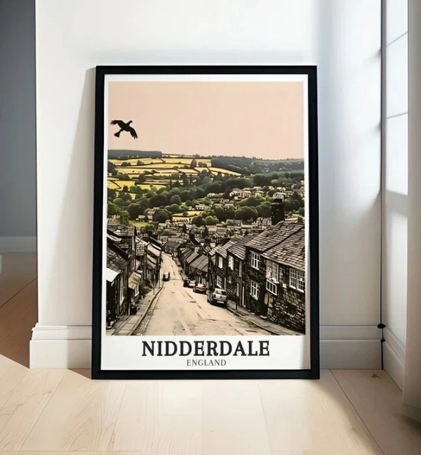 Nidderdale Travel Print - Pateley Bridge, Yorkshire Dales Art NO FRAMED ...