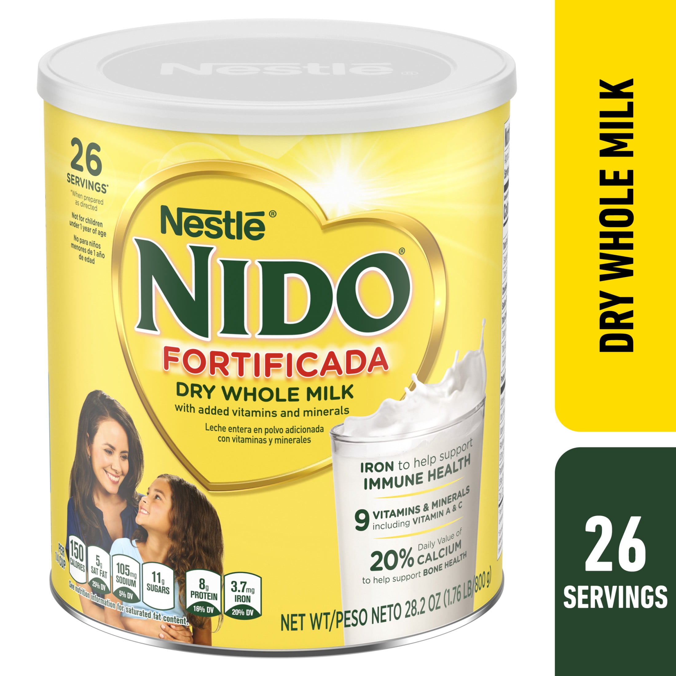Nido Fortified Dry Whole Milk Powder for Kids, 1.76 lb Canister ...