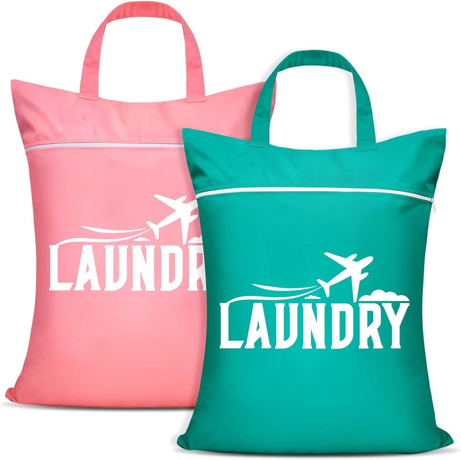 Nidoul Large Waterproof Travel Laundry Bag with Handle, Zipper, 18x23 ...