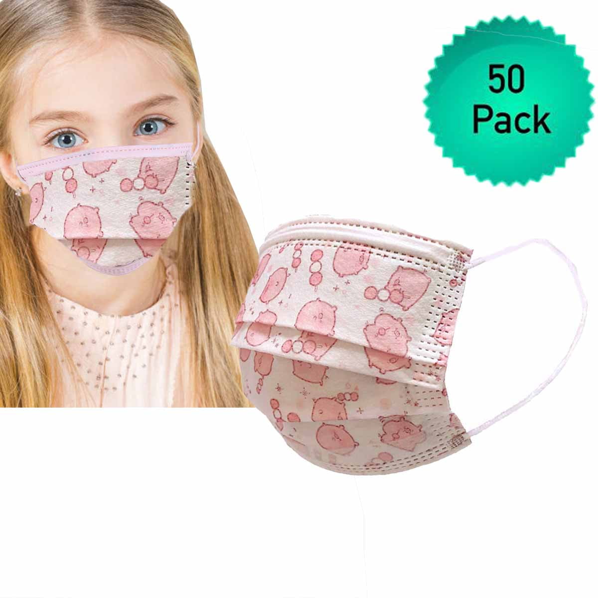 Nidy 50 Pack Disposable Kids Face Mask, Child Size, 3 Ply, Ear Loop ...