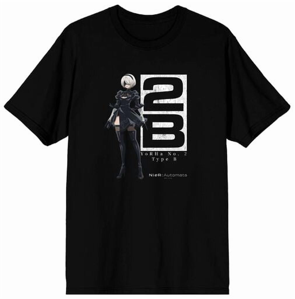 NieR Automata 2B Character Pose Adult Black Crew Neck Short Sleeve T ...
