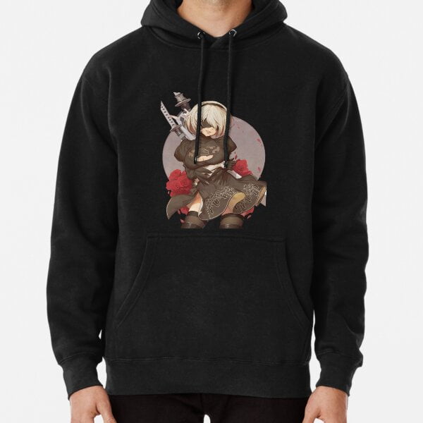 NieR:Automata 2B Pullover Hoodie Graphic Long-Sleeve Hoodie Sweatshirt ...