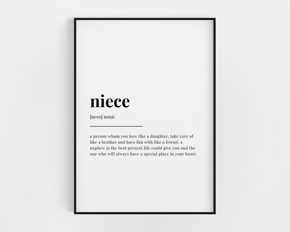 Niece Definition Print, Wall Art Print, Quote Wall Art, Wall Decor ...