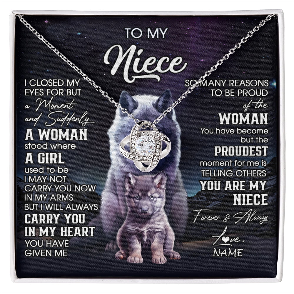 Niece I Close My Eyes Wolf Necklace, Gold Love Knot Necklace - Walmart.com