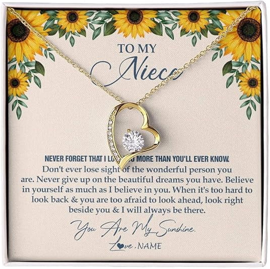 To My Niece Necklace from Aunt with Heart Touching Message Card and ...