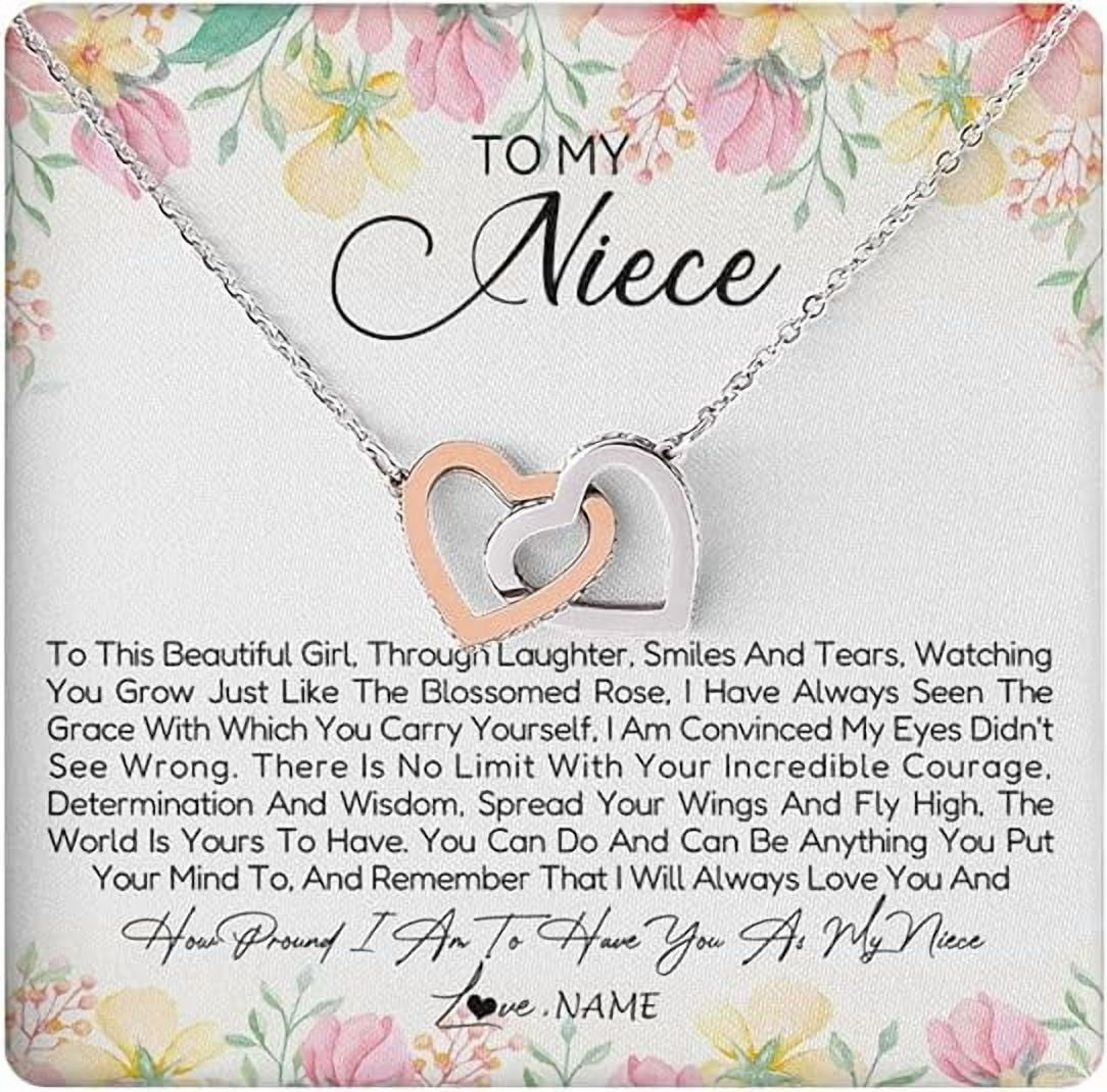 To My Niece Necklace from Aunt, Interlocking Heart Necklace with Heart ...