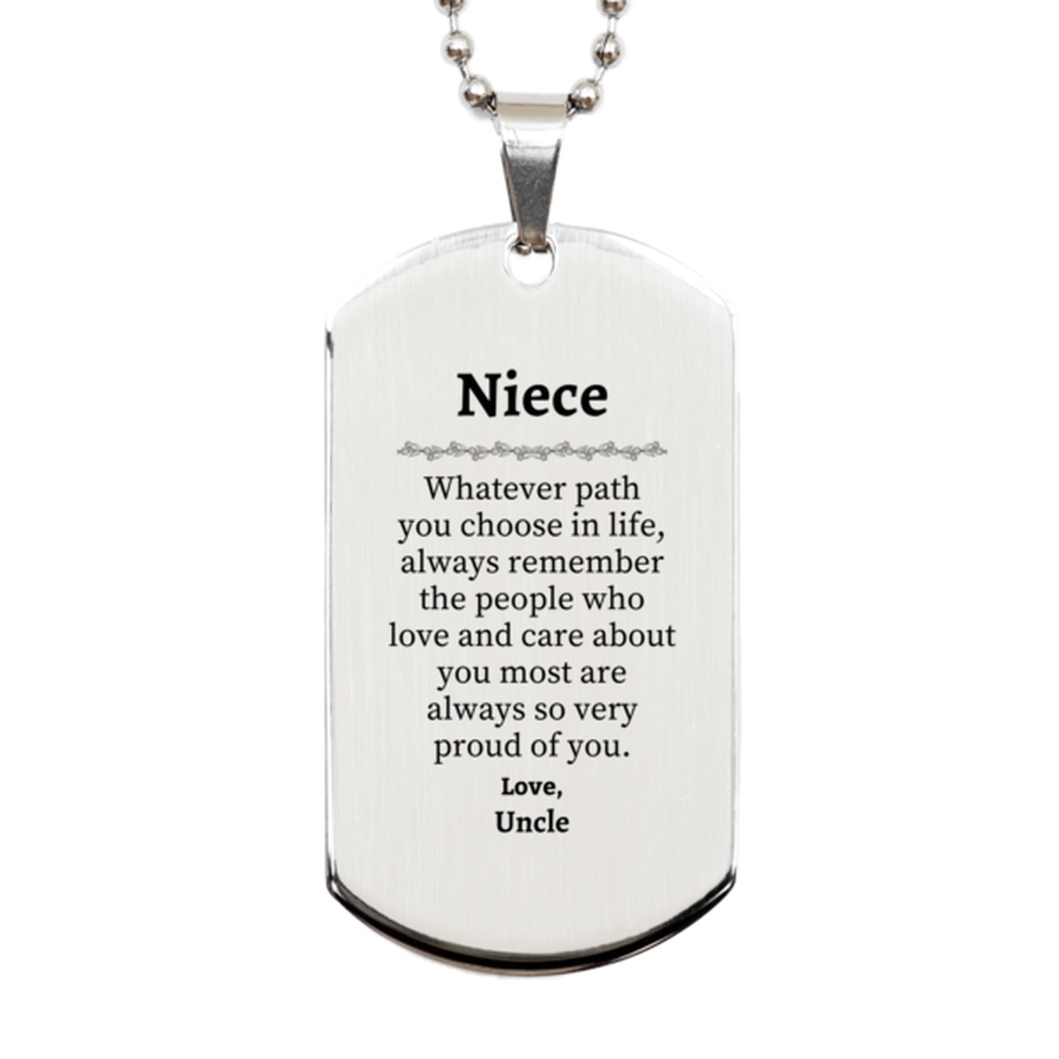 Niece Silver Dog Tag, Always so very proud of you, Inspirational Niece ...