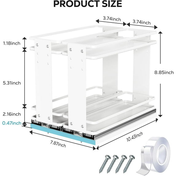 Nieifi Pull Out Spice Rack Organizer, 2 Tiers, White, Spice ...