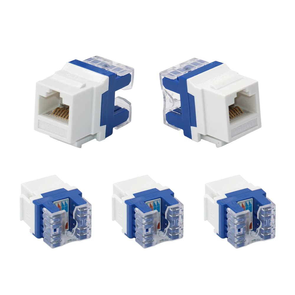 Nienloop 5-Pack CAT6 RJ45 Insert Keystone LAN Coupler Plug T568A/B ...