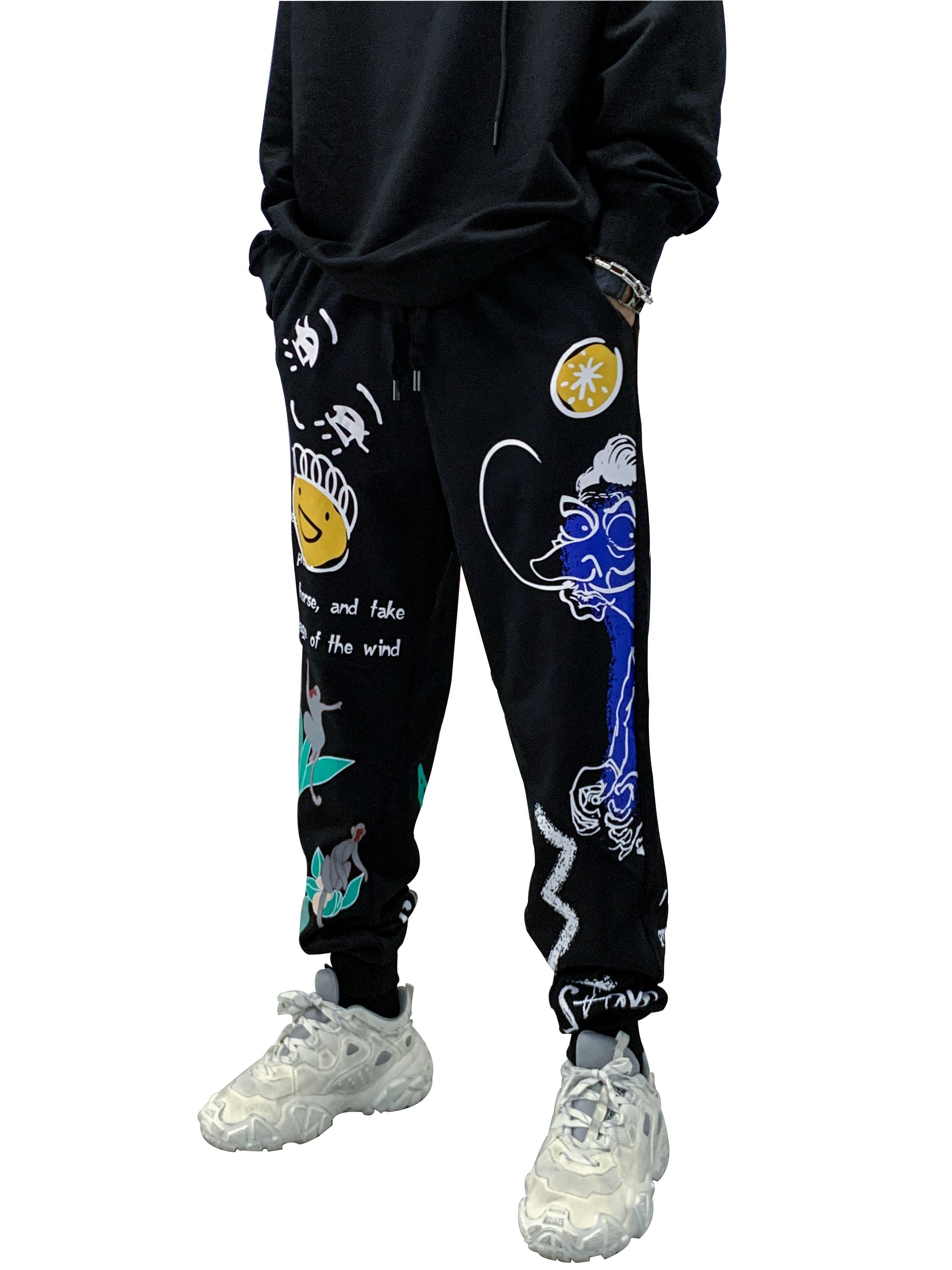 Niepce Inc Cotton Streetwear Doodle Arts Graphic Jogger Sweatpants (Men ...