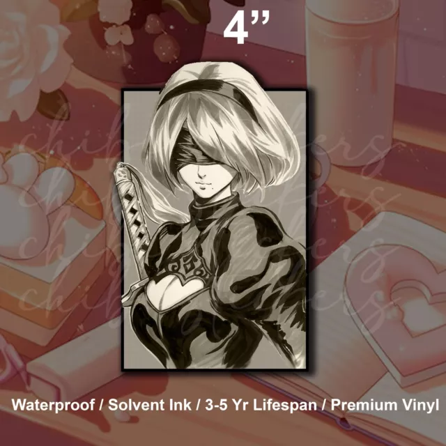 Nier Automata 2B Or Not 2B Gamer Videogame Sticker Vinyl Waterproof Phone Decal Water Bottle ...