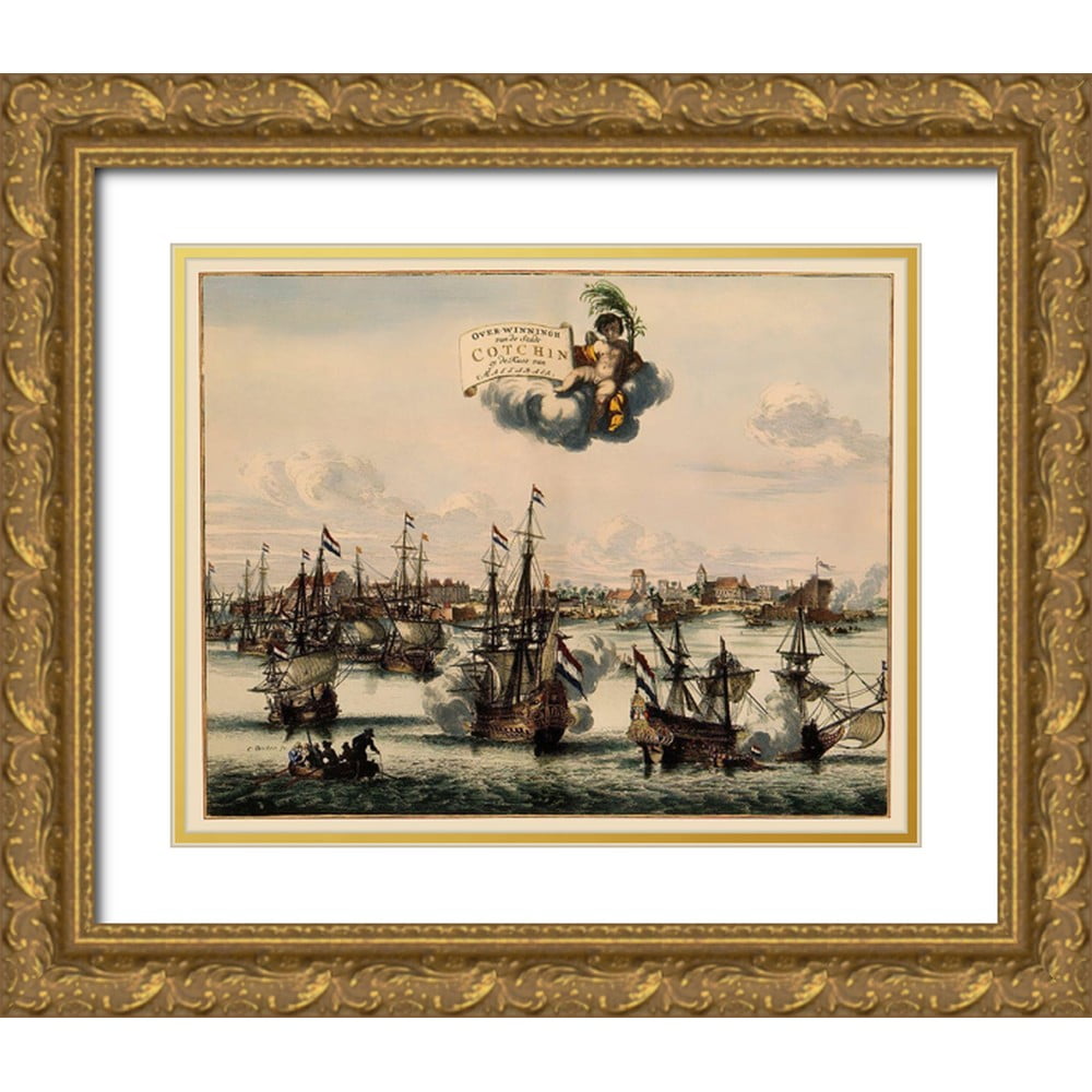 Nieuhoff 18x15 Gold Ornate Wood Framed with Double Matting Museum Art ...