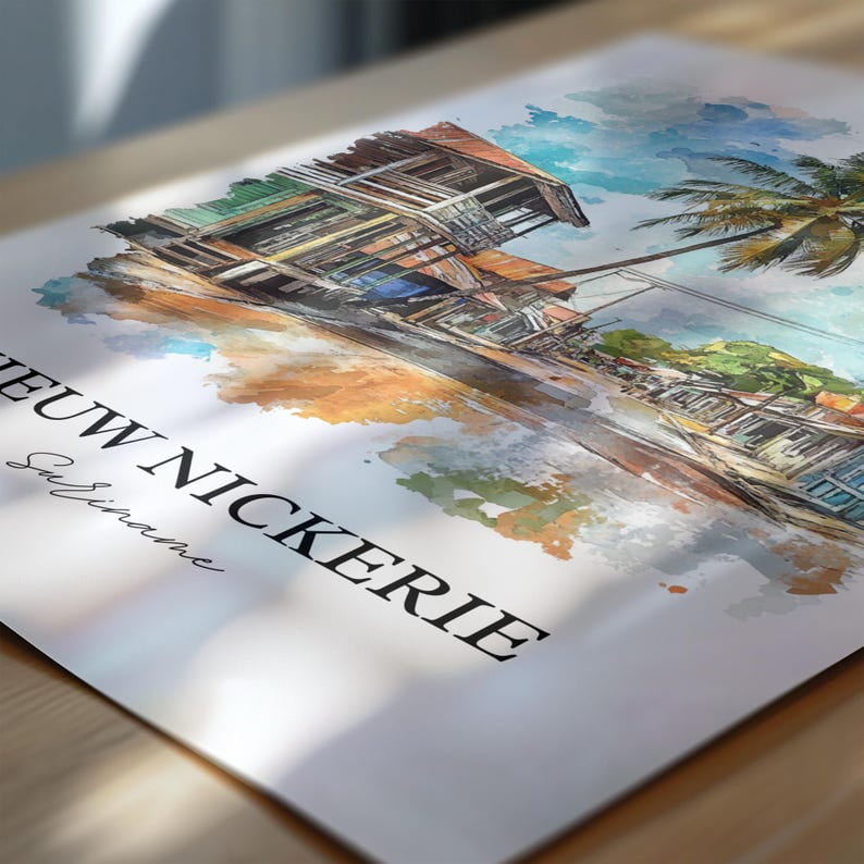 Nieuw Nickerie Suriname Wall Art, Suriname Watercolor Print, Nieuw ...