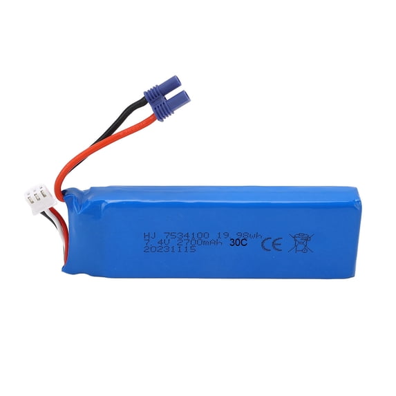 Nieyigj 7.4V 2700mAh LiPo RC Transmitter Battery with Banana Plug ...