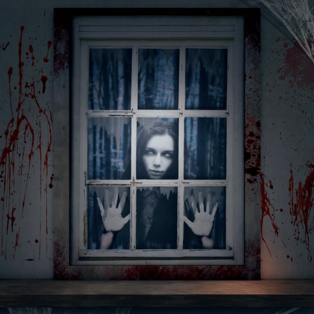 Nifti Nest Halloween Female Ghost Curtain, 47" x 31" Window Decal ...