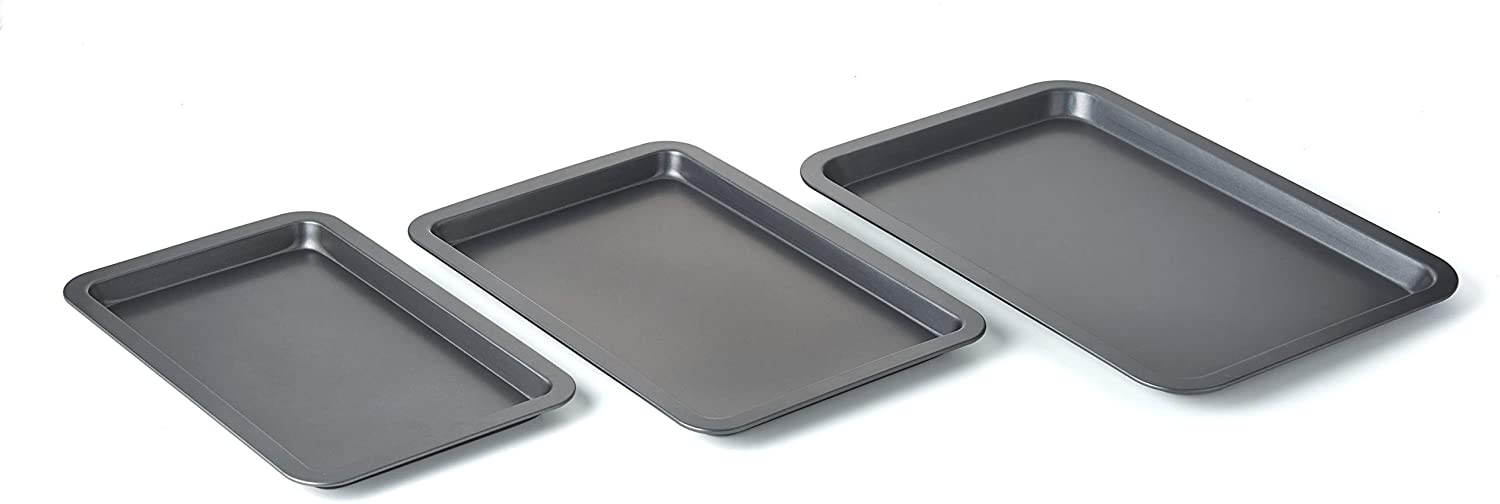 2 Pc. Baking Cookie Sheets Set - Non-Stick Pan Set for Baking, Carbon ...