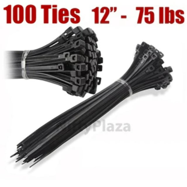 NiftyPlaza 12 Inch Cable Zip Ties, 100 Pack, 75 lbs Tensile Strength ...