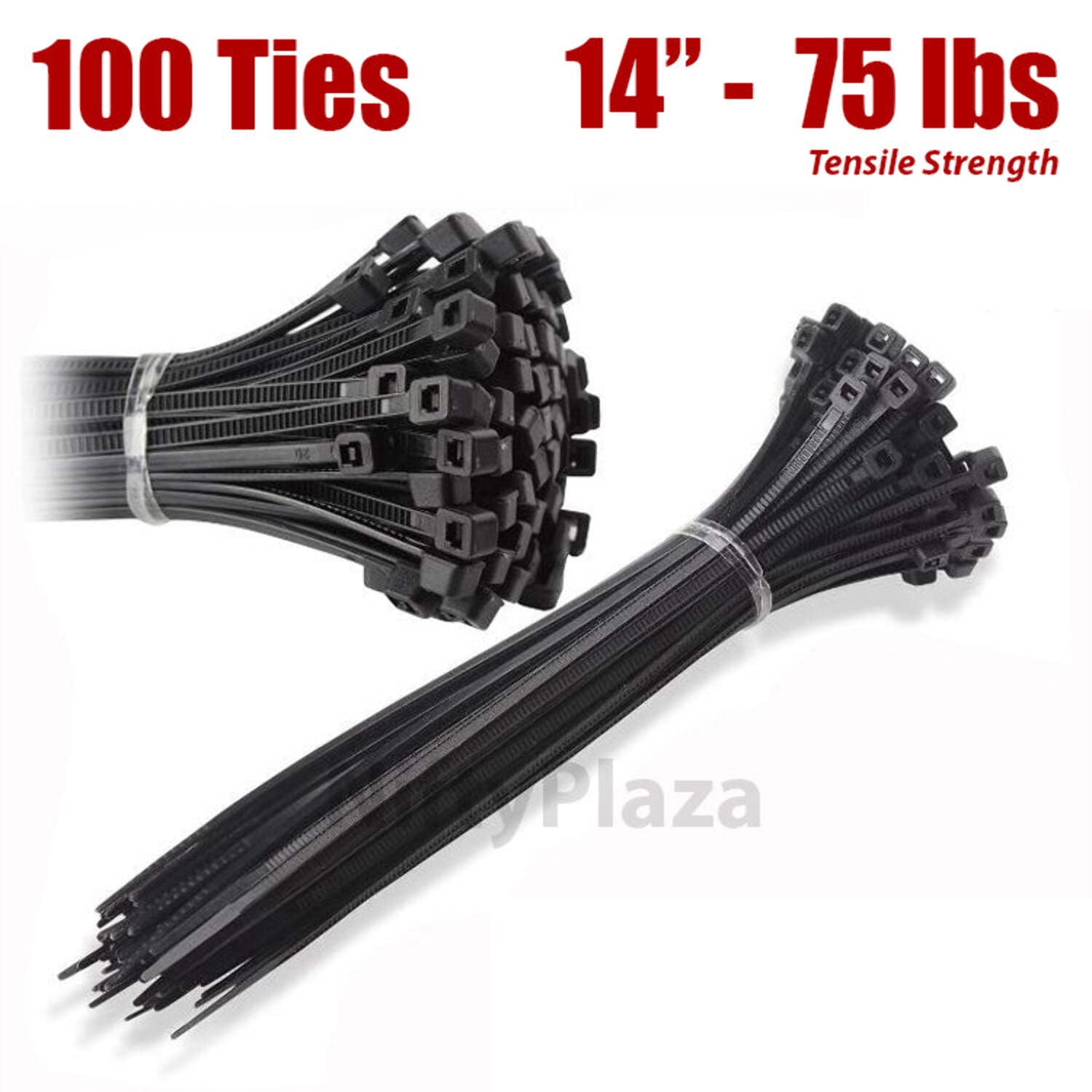 NiftyPlaza 14 Inch Cable Ties, 75 Pounds TENSILE Strength Premium Grade ...