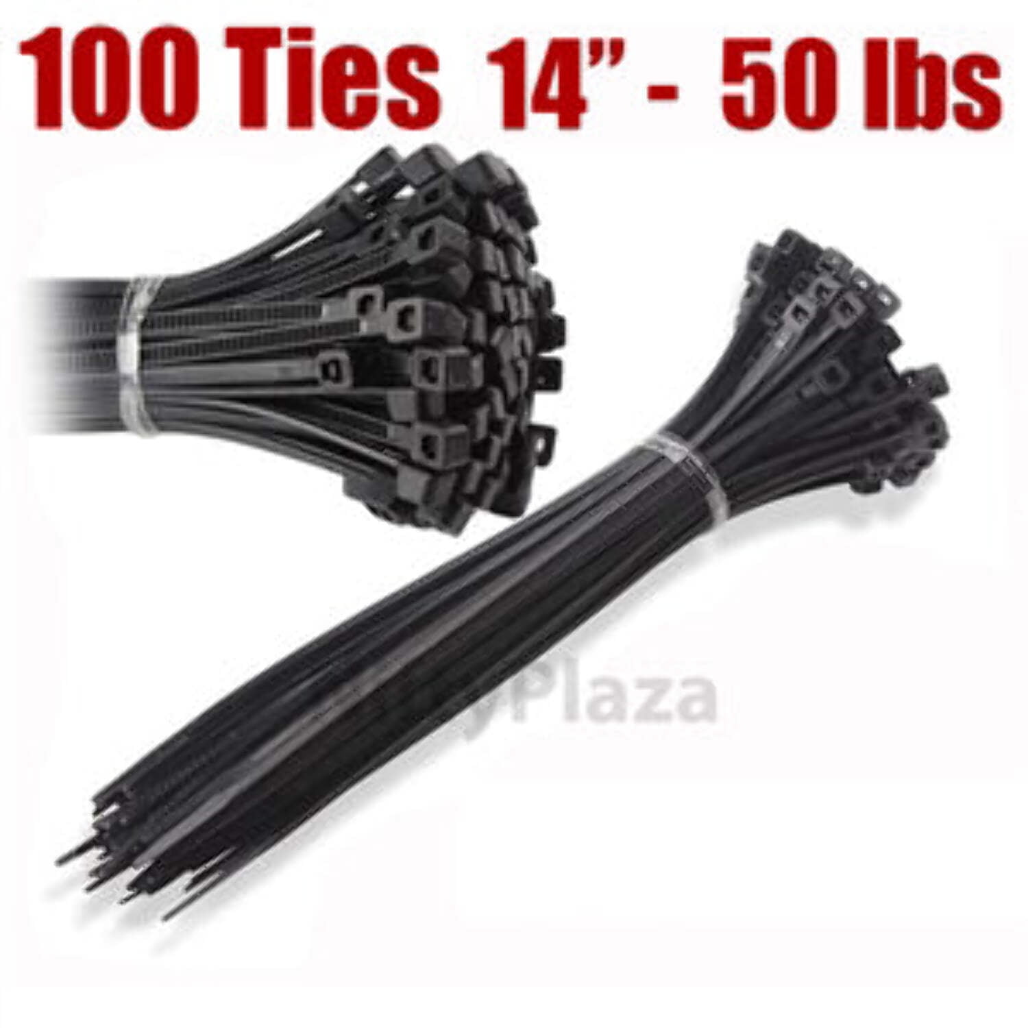 NiftyPlaza 14 Inch Cable Zip Ties, 100 Pack, 50 lbs Tensile Strength ...
