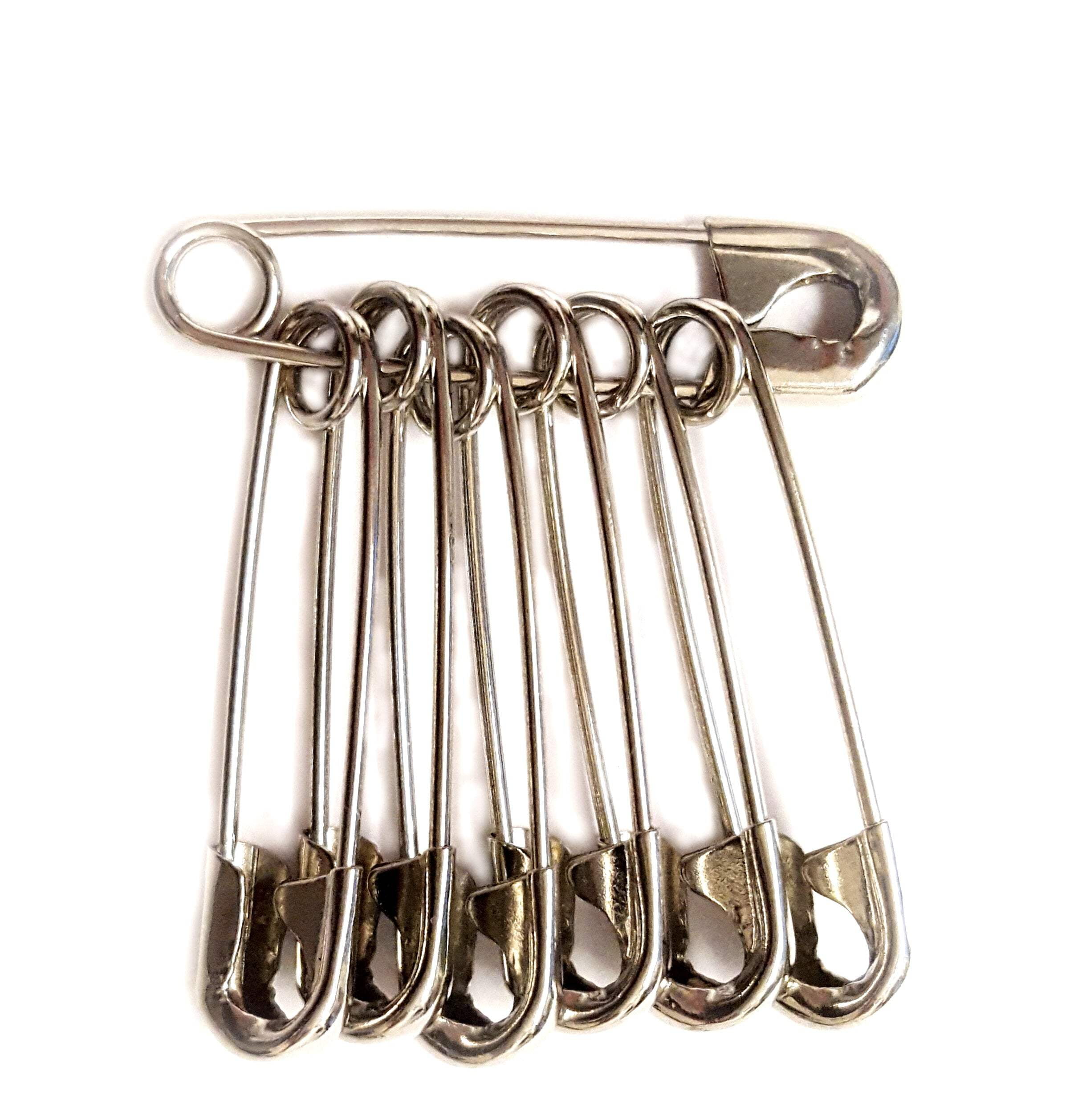 NiftyPlaza Extra Large 2 Inch Safety Pins, 300 Pack, Nickel Pleated ...