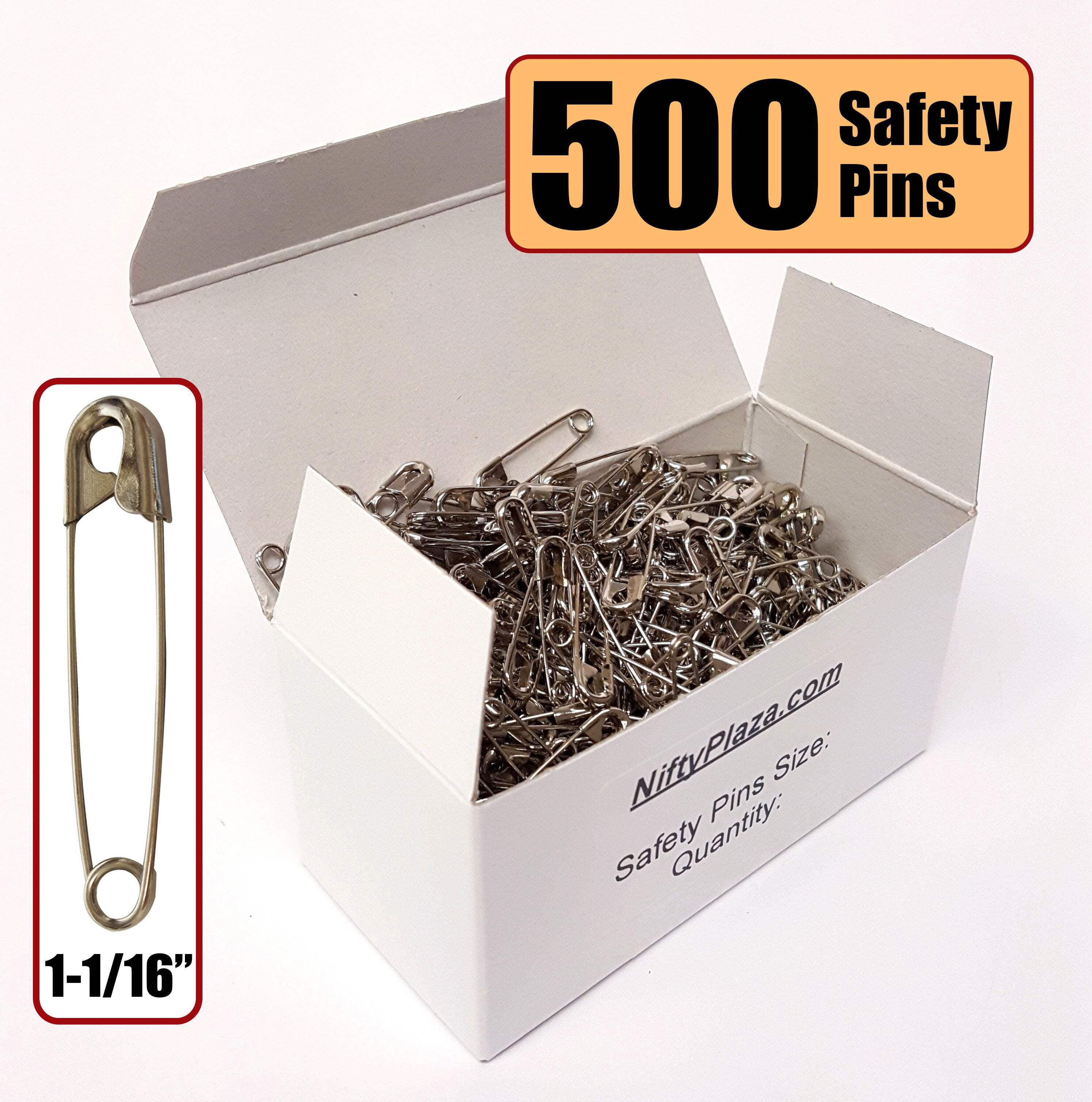 NiftyPlaza Safety Pins, Size 1-1/16 Inch, High Grade Steel, Closed ...