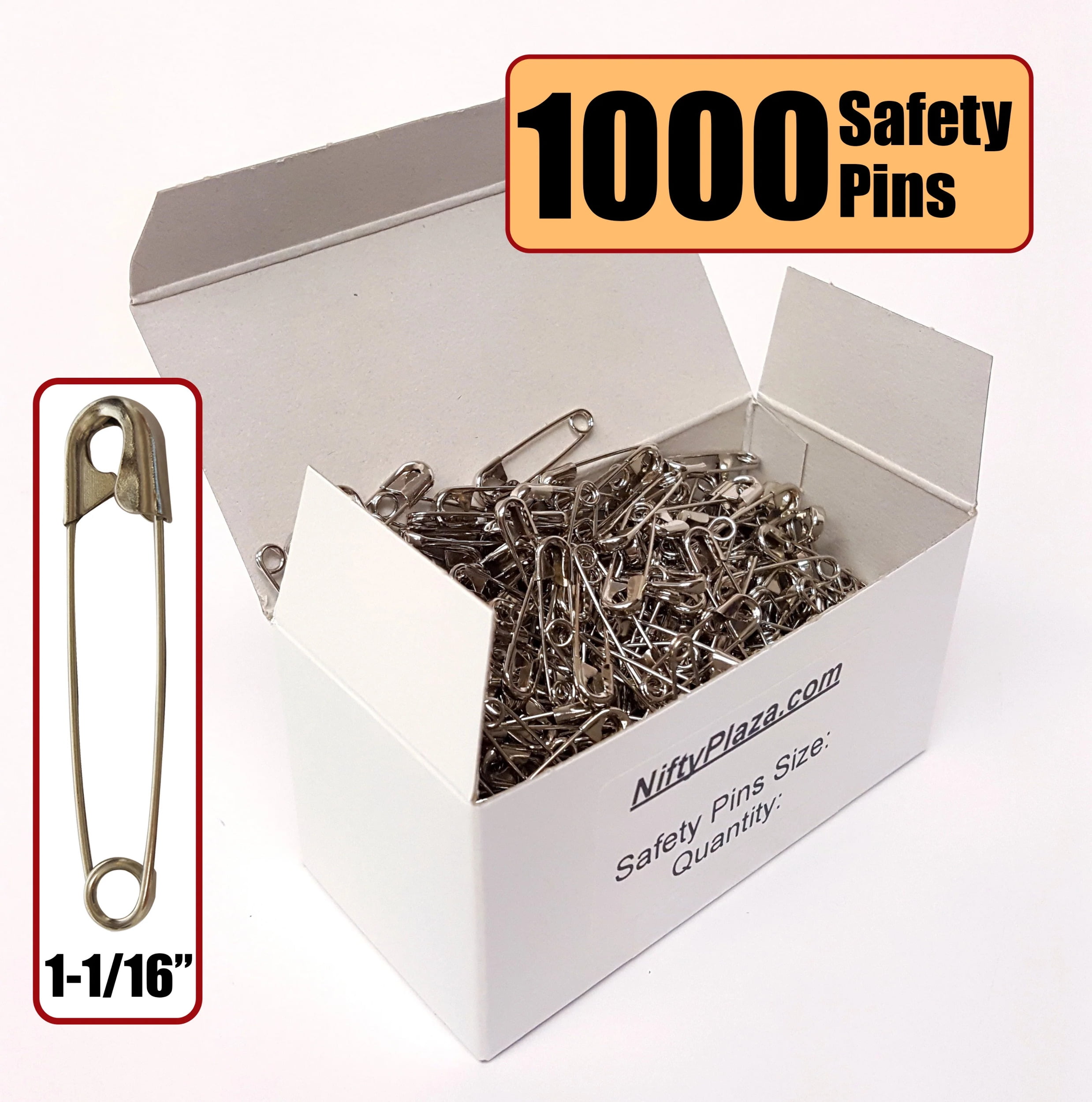 NiftyPlaza Safety Pins, Size 1-1/16 Inch, High Grade Steel, Closed ...