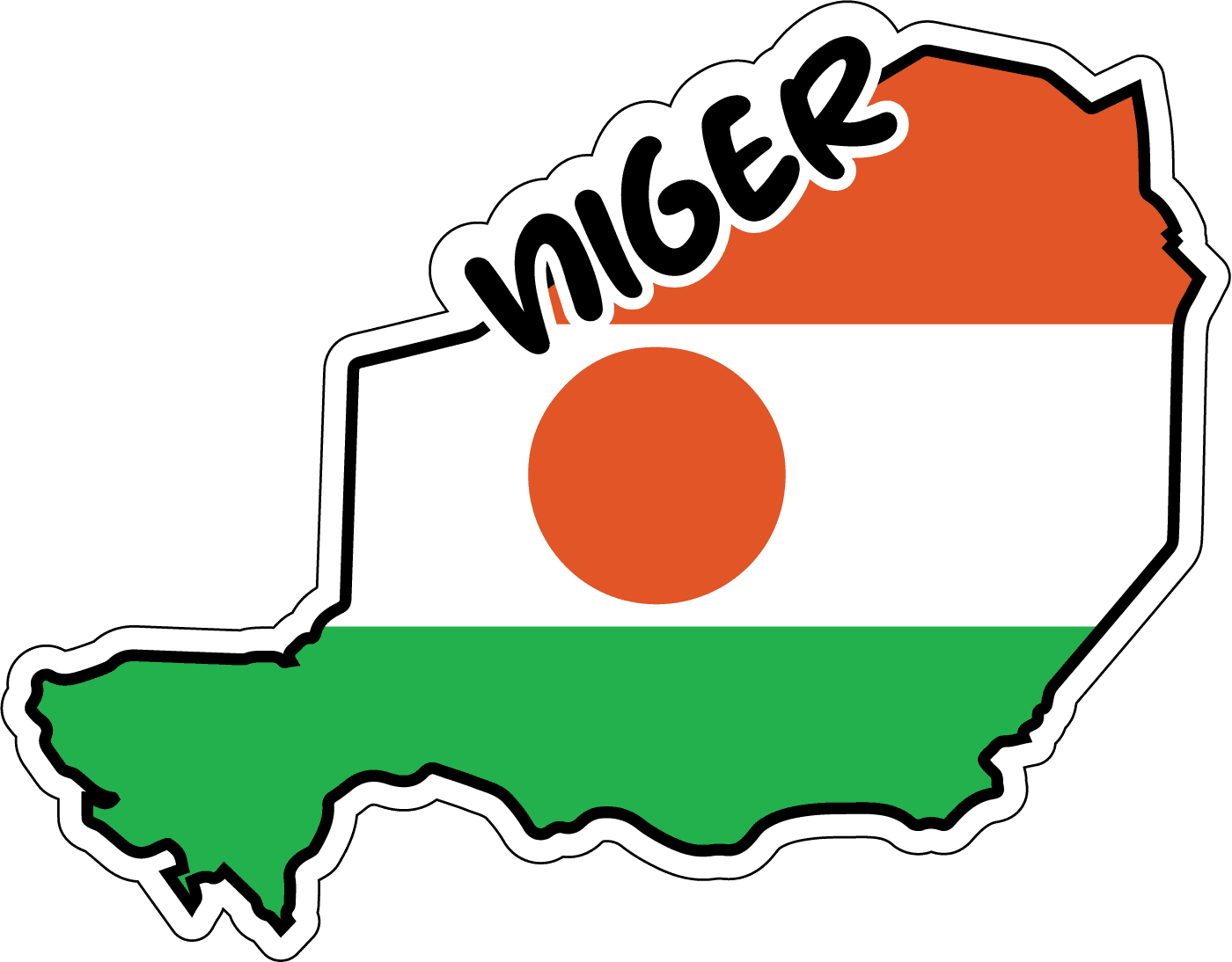 Niger Map Flag Sticker Decal 4 Inches - 4 inch - Walmart.com