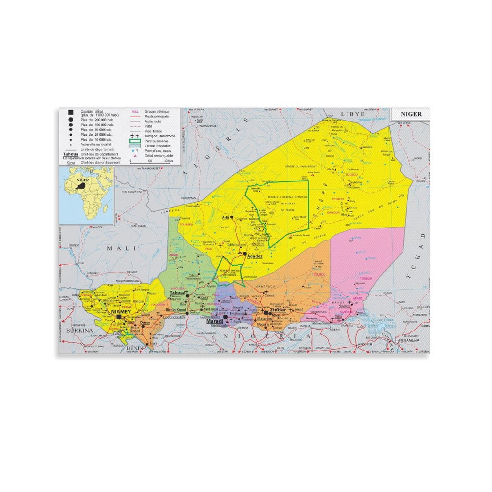 Niger Map Posters Canvas Art Poster and Wall Art Picture Print Modern ...