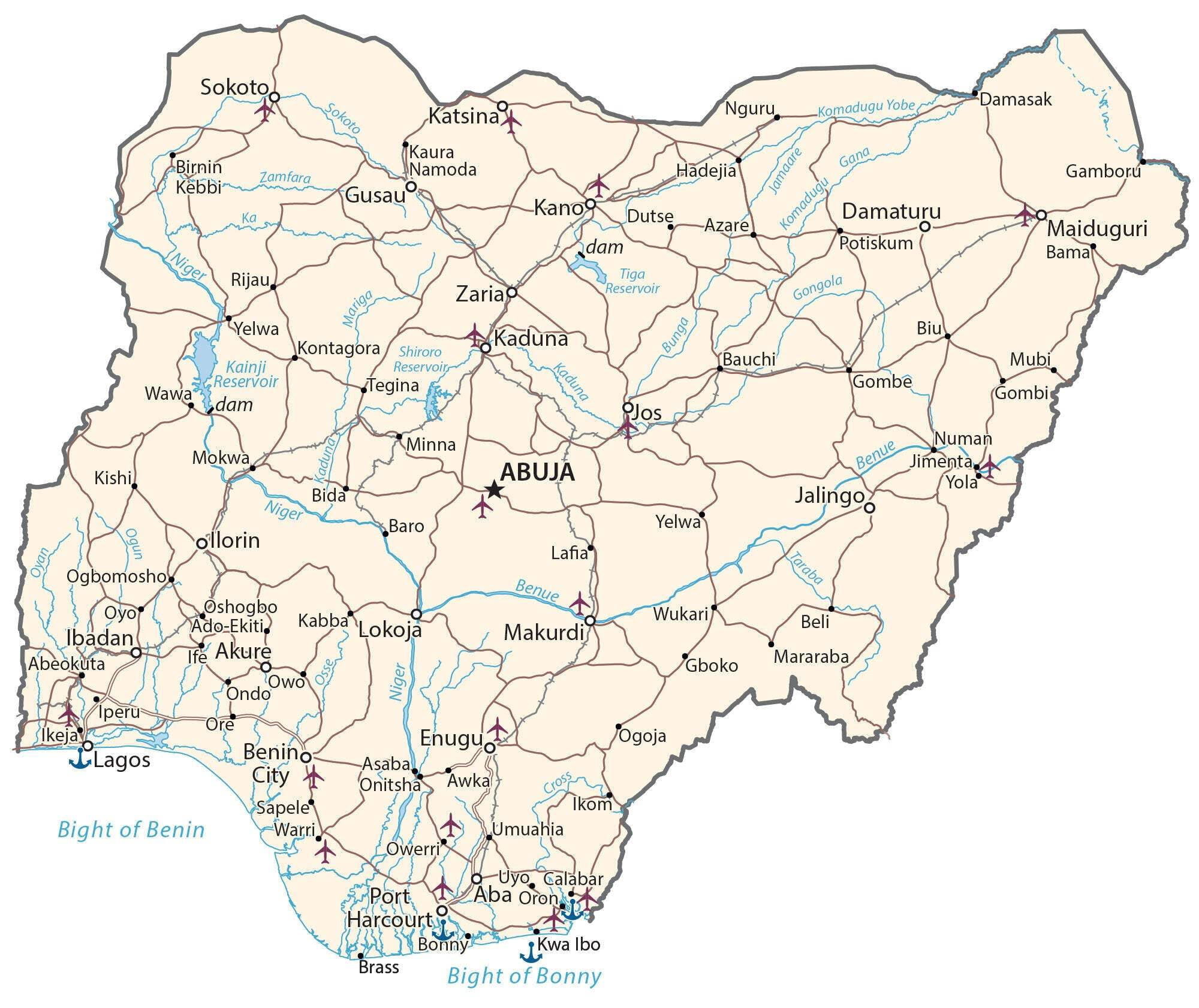Nigeria City Road Map GLOSSY POSTER PICTURE PHOTO PRINT BANNER ...