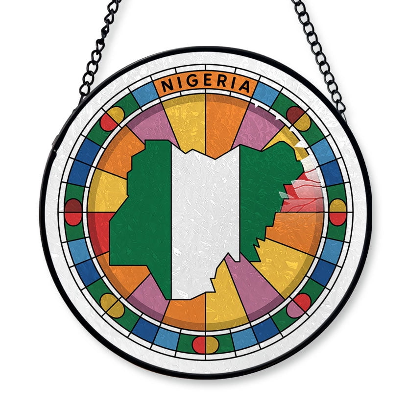 Nigeria Travel Decor Suncatcher Stained Glass Window Hanging, Gift for ...