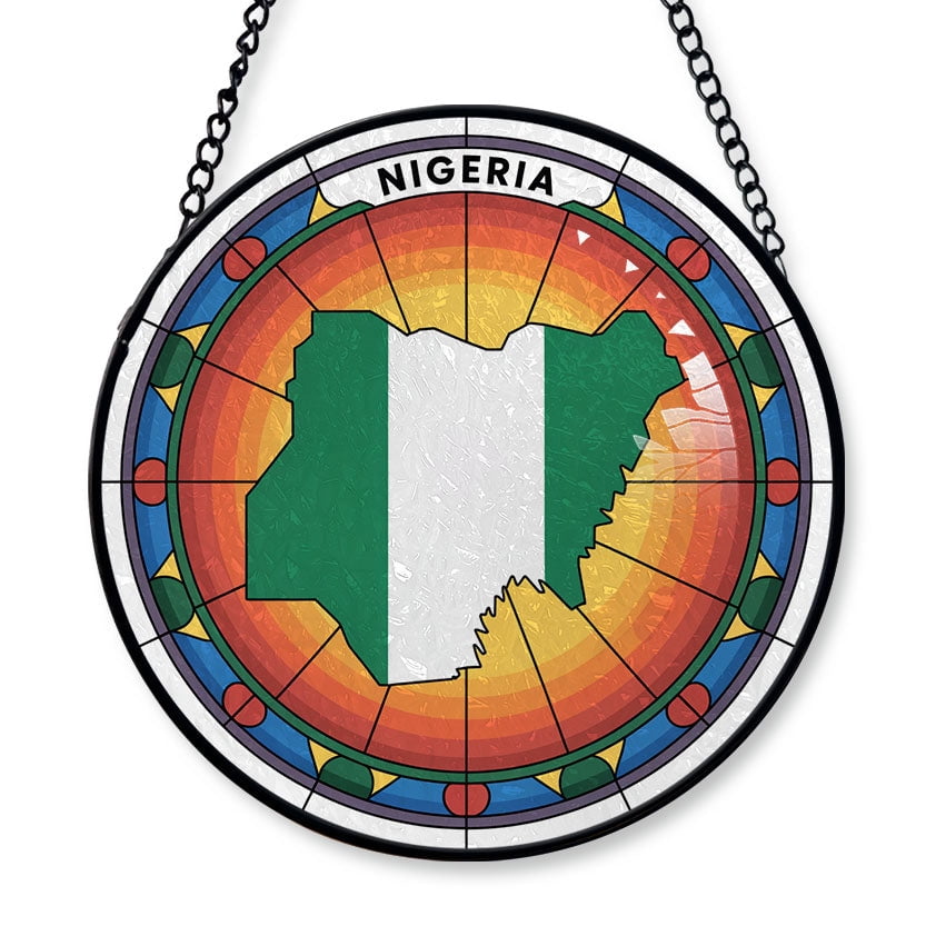 Nigeria Travel Decor Suncatcher Stained Glass Window Hanging, Gift for ...