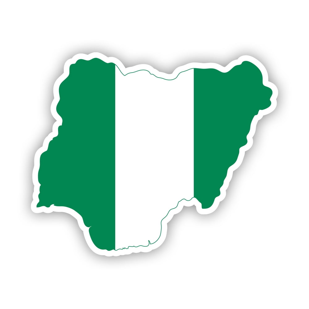 Nigerian Shaped Nigeria Flag Sticker Decal - Self Adhesive Vinyl - Weatherproof - Made in USA ...