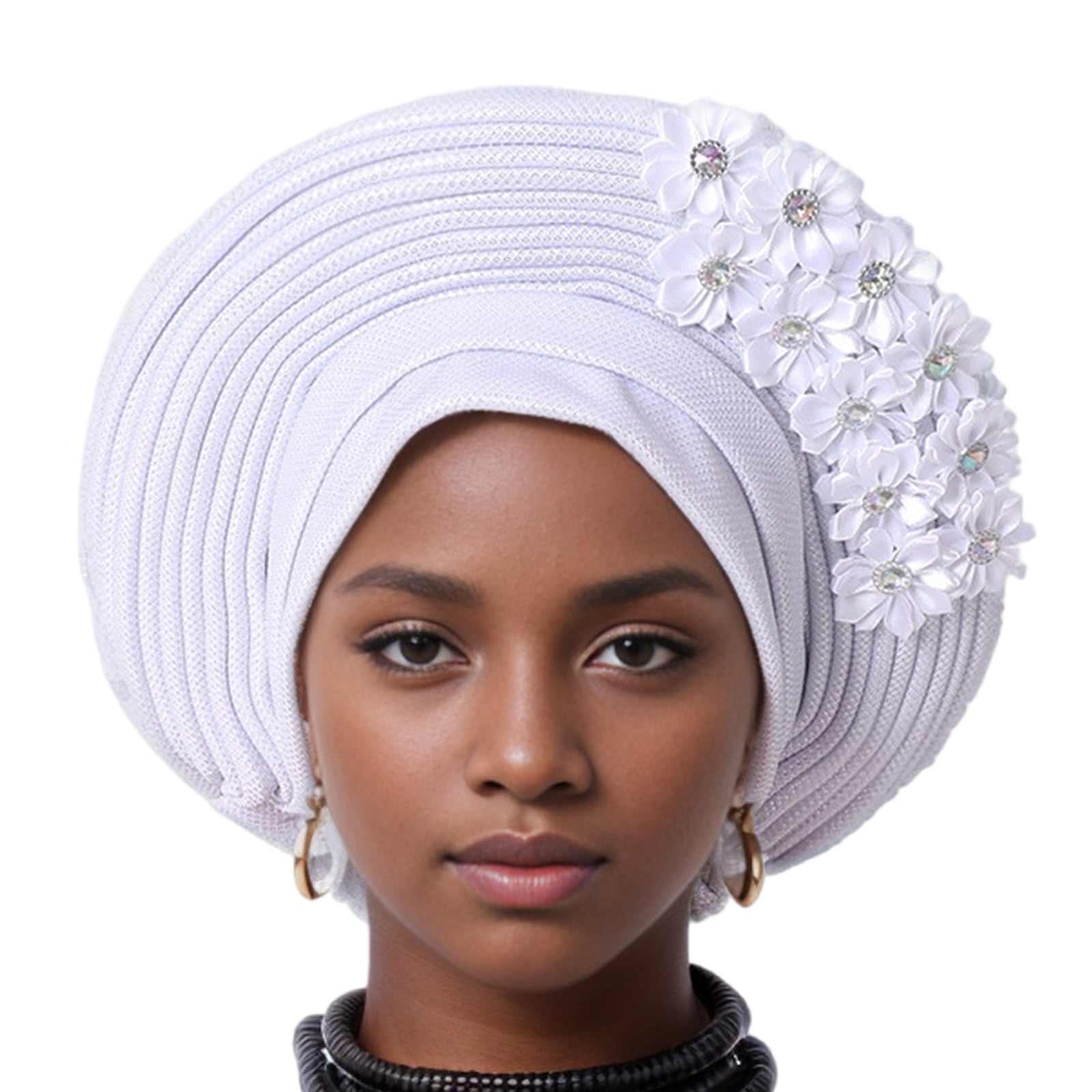 Nigerian Turban Hat Women Bright Yarn Turban Head Wrap Bonnet for ...