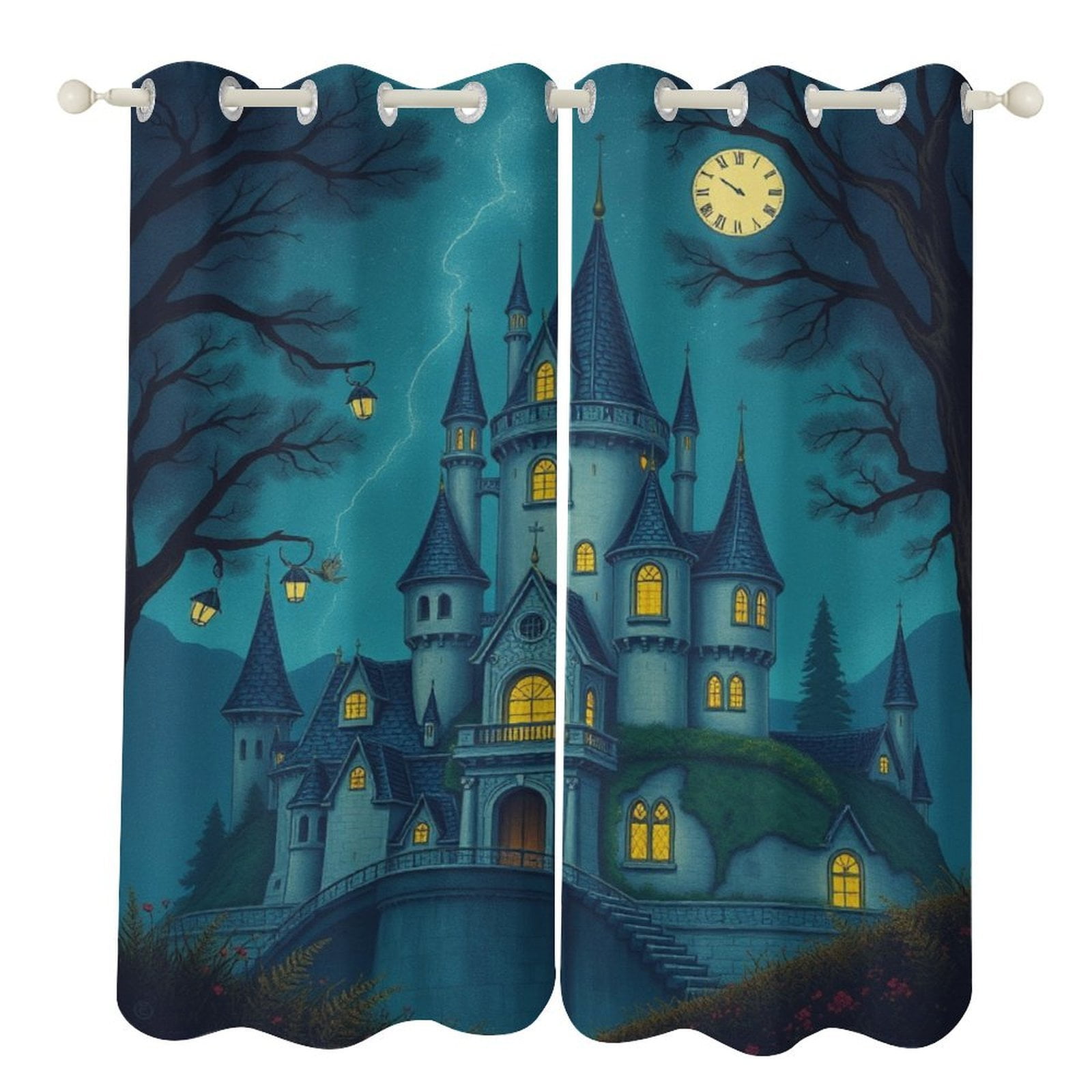 Night Castle Lightning Blackout Window Curtains for Bedroom Living Room Kicthen High Shading 2 ...