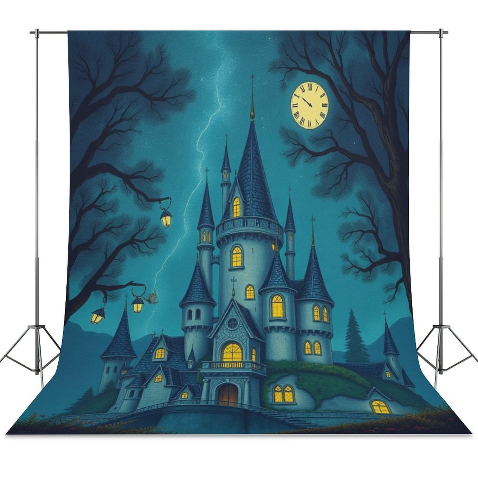 Night Castle Lightning Party Backdrop Birthday Decoration Backgrounds ...