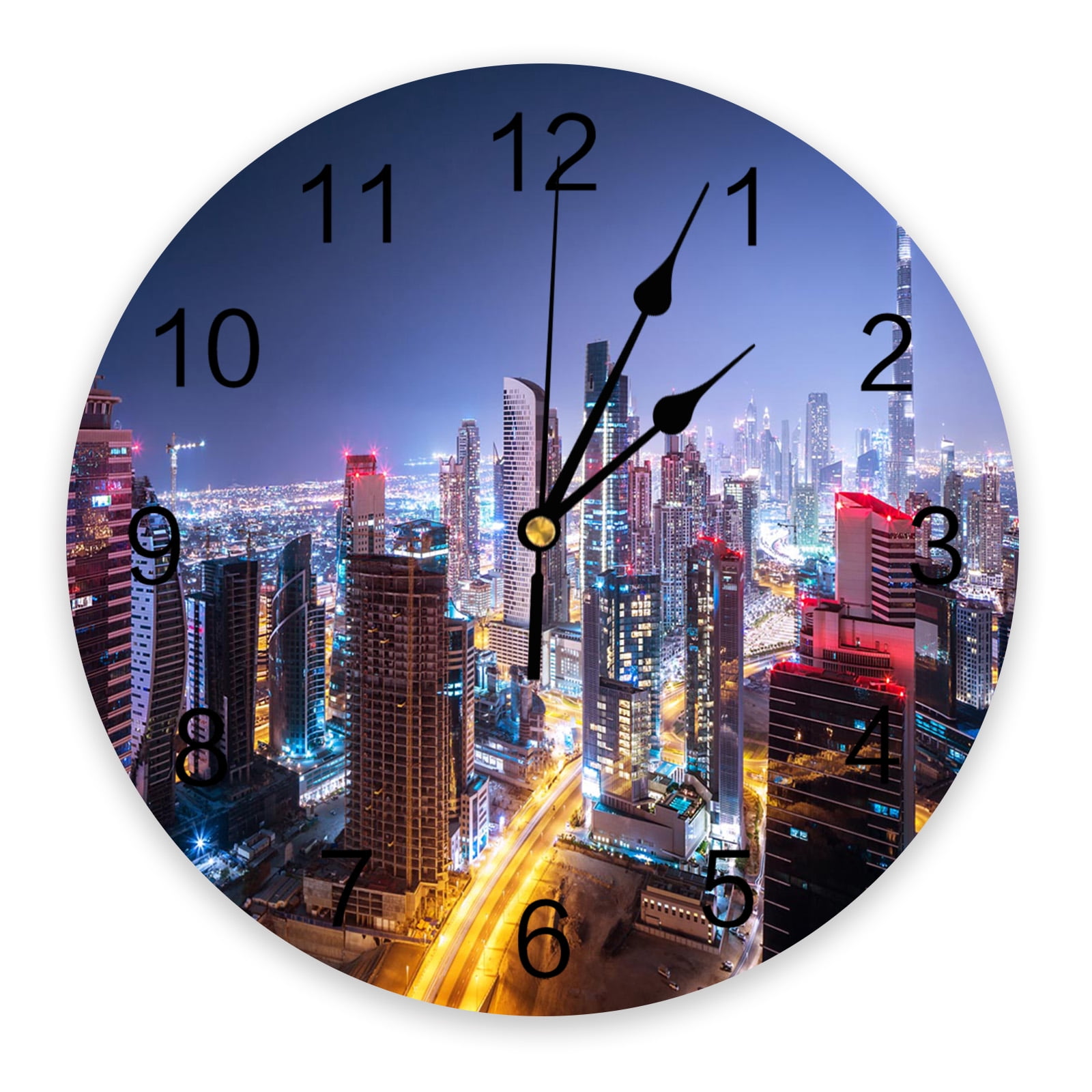 Night City Building PVC Wall Clock Modern Design Living Room Decoration ...