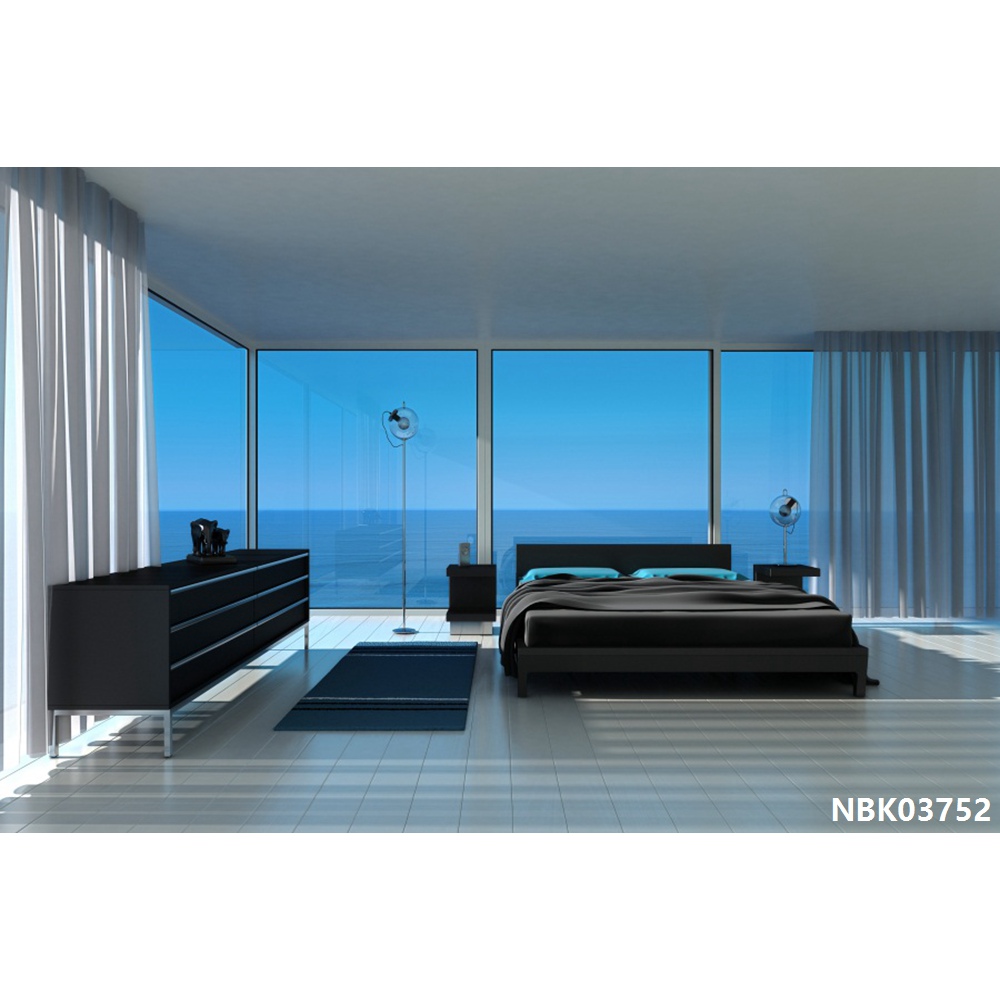 Night City Modern Buildings Curtain Window Interior Decor Photography ...