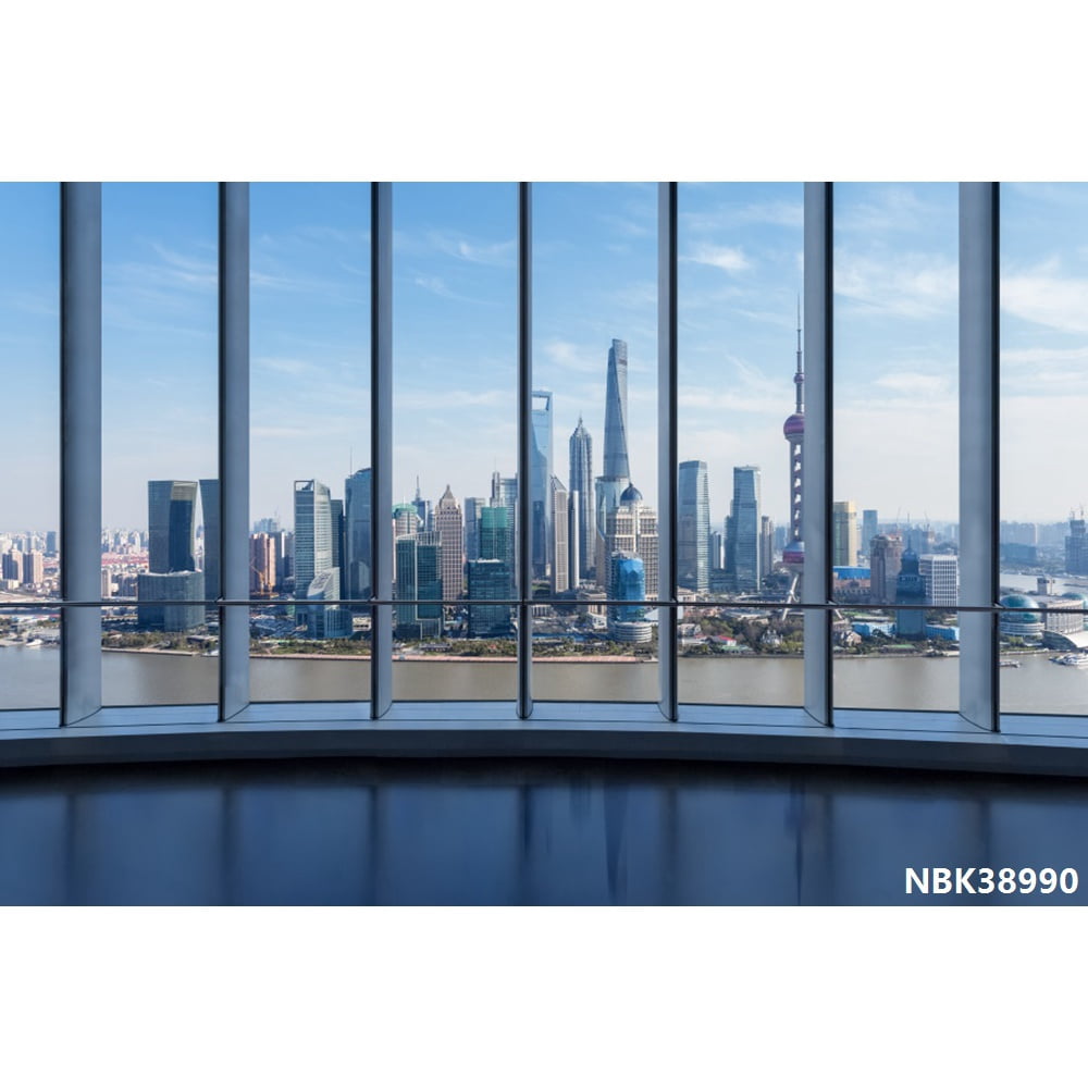 Night City Modern Buildings Curtain Window Interior Decor Photography ...